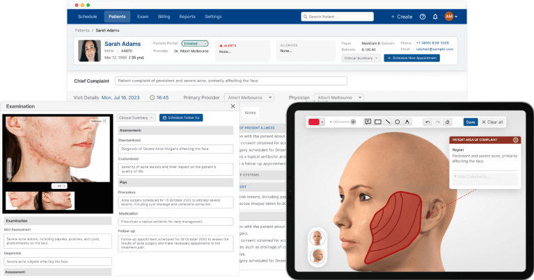 Reducing charting time by using a prebuilt template by dermatologists